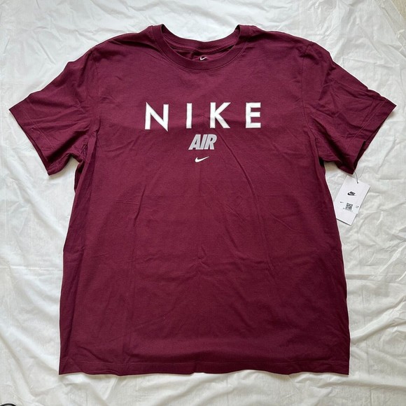 Nike | Shirts | New Mens Nike Tee Sz Xl Red Wine Air Logo Cotton Tops ...